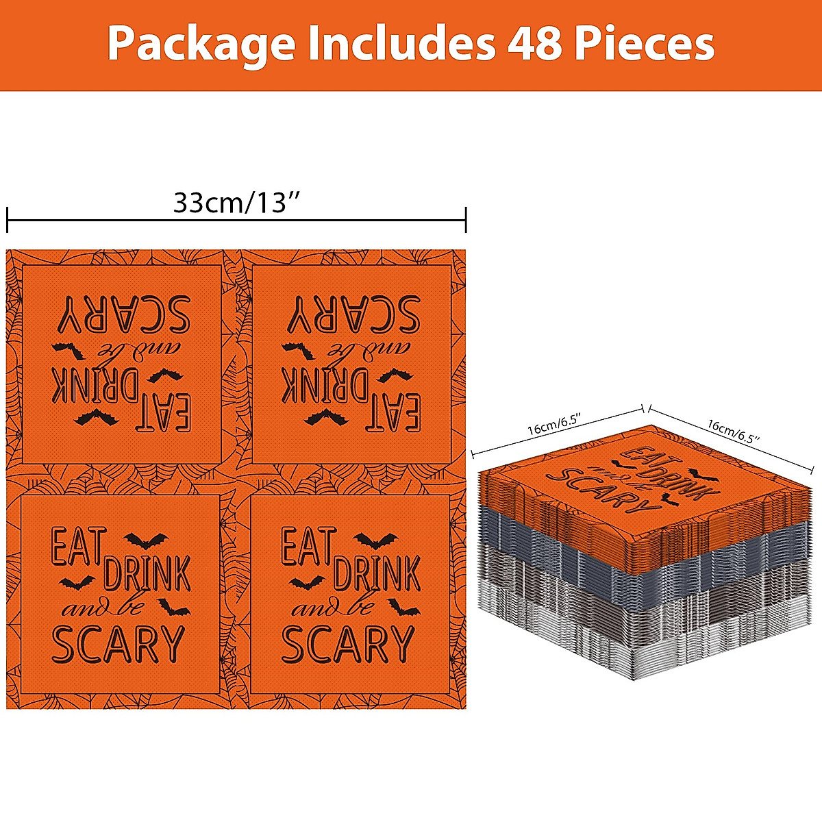 48pcs Halloween Napkins Witch Party Supplies Disposable Halloween Paper Drinks Napkins Set for Birthday Halloween Spooky Party