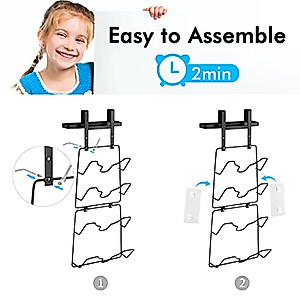 KES Pot Lid Organizer with Towel Rack for Cabinet Door, Lid Rack Holder for Pot Lids Storage Kitchen No Drill Metal Matte Black, KUR524-BK