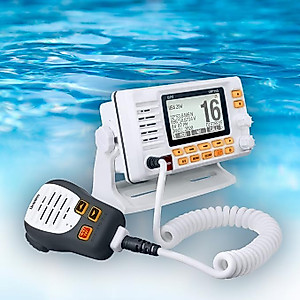 Uniden UM725G Marine VHF Radio, All USA, Canada, and Intl. Marine Channels, 1Watt/25Watt Transmit Power, Largest LCD Screen in Class, NOAA Weather Channels w/Alerts, Speaker Mic, GPS Built-in.