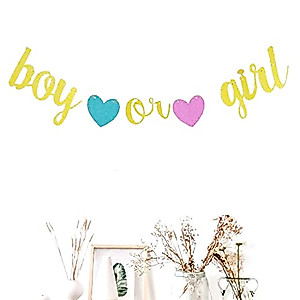 Morndew Glitter Boy or Girl Banner for Baby£§s First Birthday Party Gender Reveal Party Baby Shower Bunting Decoration