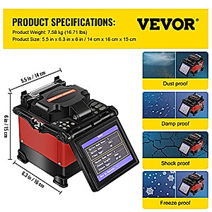 Mophorn Fusion Splicer Automatic Focus JW4108S FTTH Fiber Optic Fusion Splicer 5 Inch Digital LCD Screen Fusion Splicer Machine Fiber Cleaver Kit