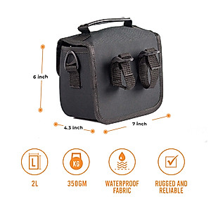 Kulie Urban Tourist Bicycle Bag, Bike Accessories with Straps for Bike Handlebars, Waterproof Bike Bags Cross Body Style, Bike Bags Handlebar, 2L, Black