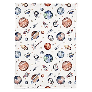 Jaxson's World Watercolor Outer Space Baby Blanket | 30x40 Inches | Minky Fleece
