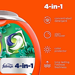 Tide PODS Liquid Laundry Detergent Soap Pacs, 4-n-1 with Febreze, HE Compatible, 85 Count, Lasting Freshness, Botanical Rain Scent