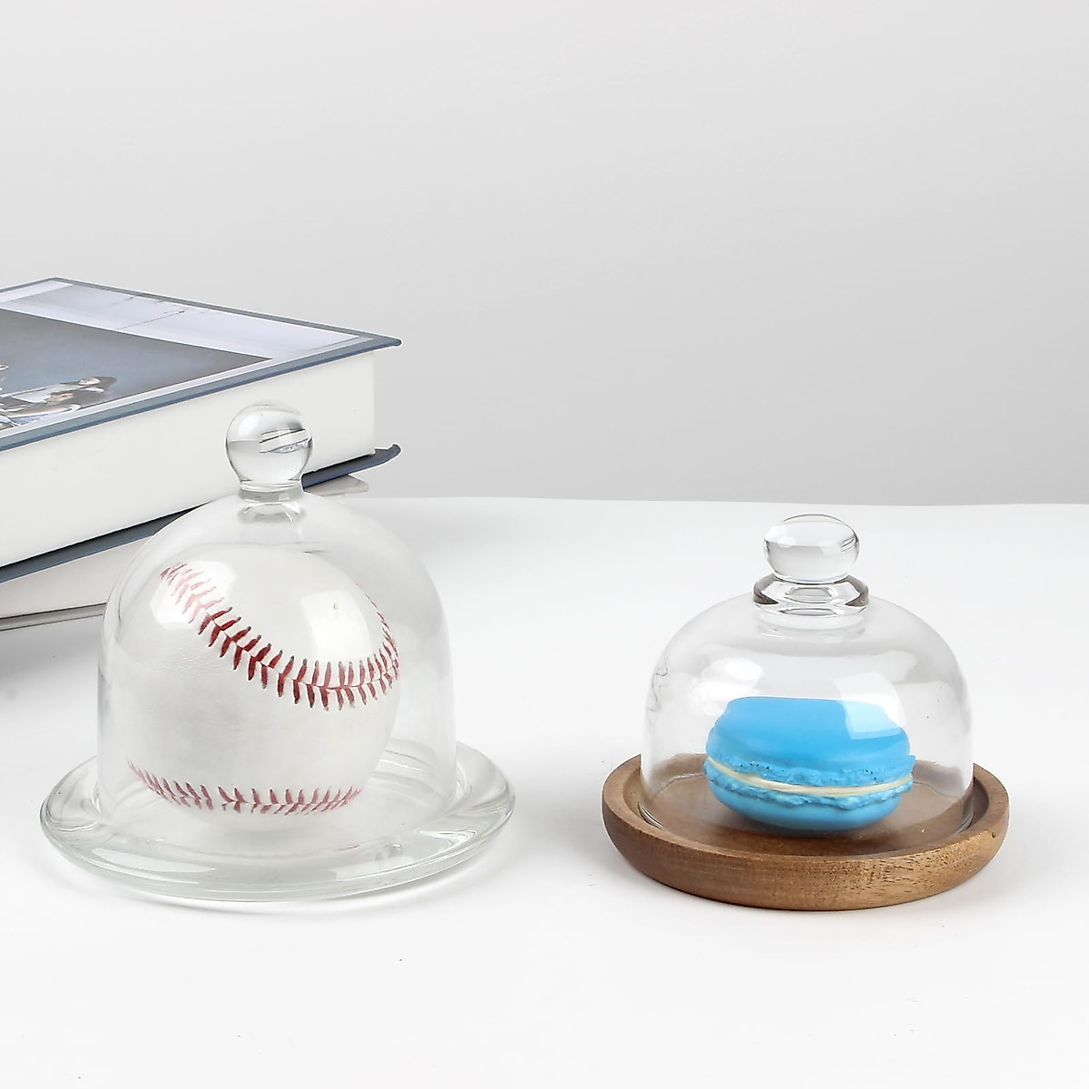 KVMORZE Glass Dessert Dome with Base, Mini Decorative Cake Tray with Glass Dome Cover, Cake Fruit Display Server Tray for Kitchen, Party, Weddings, Appetizer Dessert and Cheese Serving Platter