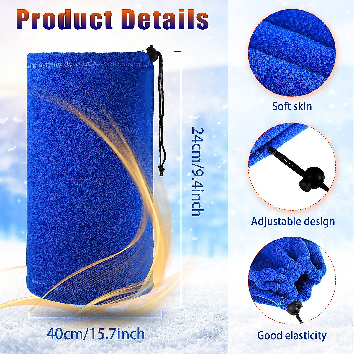 SATINIOR 12 Pcs Winter Neck Gaiters Fleece Neck Warmers Thermal Face Scarf Drawstring Neck Scarf and Ear Warmers Headbands Ear Muffs Head Wrap Fleece Ear Muffs for Men Women Outdoor Sport Activities