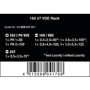 Wera 05006147001 Kraftform Plusserie 100 Rack 160I Screwdriver Set (7 Piece)