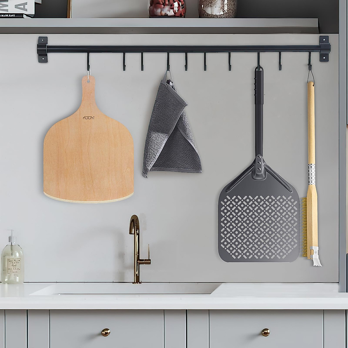 2 Pack Wooden Pizza Peel, 12 inch Premium Large Pizza Paddle Cutting Board for Pizza Oven, Stone, Pan or Grill, Pizza Spatula for Baking Bread and Cake Indoor&Outdoor