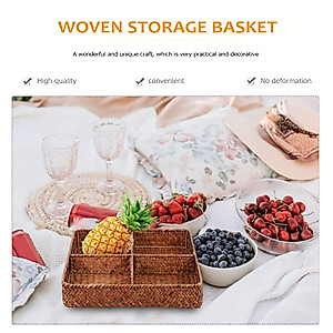 Cabilock 1pc Coffee Table Storage Basket Desktop Storage Basket Practical Storage Basket Compartment Storage Basket Storage Woven Basket Tea Table Storage Basket Storage Organizing Basket