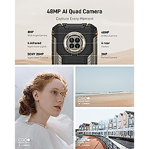 DOOGEE Rugged Smartphone(2022), S96 GT 6.3" 8GB+256GB Waterdrop Screen Rugged Phone Unlocked, Android 12 Phone, Night Vision, 48MP Quad Camera, IP68 Waterproof Ourdoor Cell Phone, NFC, OTG, Dual 4G