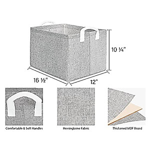 StorageWorks 5-Pack Storage Bins for Shelves with Metal Frame, Decorative Storage Boxes