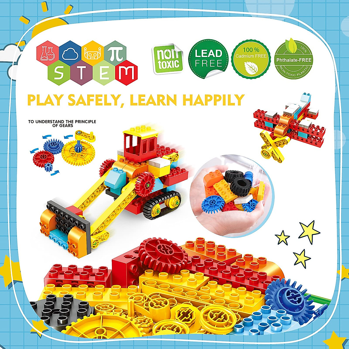 EP EXERCISE N PLAY STEM Building Blocks Toy Set for Kids, Kindergarten Preschool Educational Learning Toys with Storage Box, Birthday Gifts for Boys Girls Toddlers Age 3 4 5 6 7 8 Years (148 Pieces)