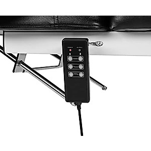 Salonsunny Electtric Salon Beauty Bed Chair Black Round Base Hydraulic Pump All Purpose Styling Chair Barbering Reclining Spa Massage Equipment