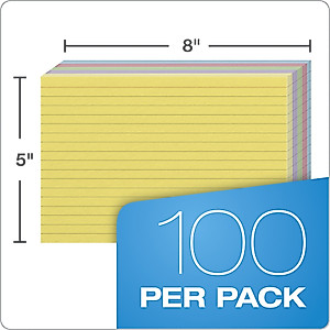 Oxford 5 x 8 Inches Ruled Assorted Index Cards, 100 Per Pack (35810)