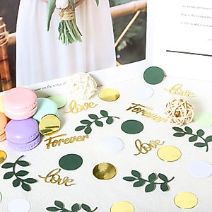 Greenery Wedding Table Confetti,Bridal Shower Decorations,Sage Green Love Confetti for Engagement Table Decorations