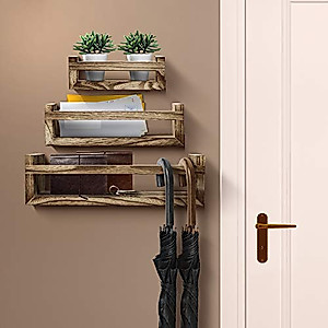 Sorbus Floating Shelves Bundle - 6 Rectangular Floating Shelves - 3 Support Bar Shelves & 3 Flat Floating Shelves - Hanging Wall Shelves for Home Decor