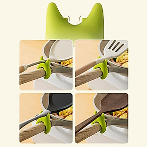 Spoon Pot Pan Holder Spatula Bracket Clips,2024 New Silicone Heat Resistance Non-Slip Spoon Rests,Rest Spoon Holder Steam Releaser for Pot Cooking,Wok Spatula Bracket Clip Kitchen Gadget
