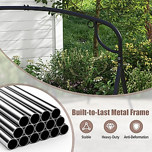 Tangkula Metal Swing Frame, Porch Swing Stand with Extra Side Bars, Heavy Duty Swing Frame Outdoor for Swing, Hammock, A-Frame Swing Stand Frame Outdoor for Lawn, Garden, Backyard