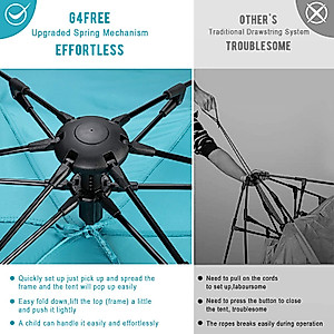 G4Free Easy Set up Beach Tent Deluxe XL, Portable Beach Shade 4 Person Pop up Sun Shelter UPF 50+ UV Protection Large Family Size(Lake-Blue)