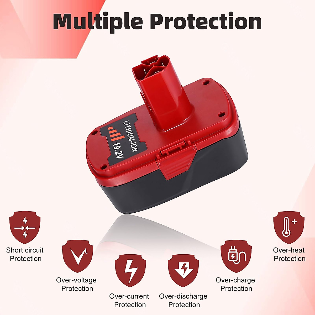 Upgraded 2 Pack 6000mAh 19.2V C3 Replacement Battery Compatible with Craftsman 19.2 Volt Battery Lithium-ion DieHard 315.115410 315.11485 130279005 1323903 120235021 11375 11376 Cordless Tools (Red)