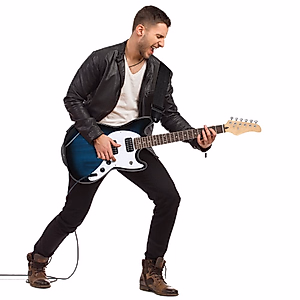 Ktaxon 39 Inch Electric Guitar Electric Guitar Kit Beginner Guitars with H-H Pickups, Basswood Body, Maple Neck, Laurel Wood Fingerboard(Blue)