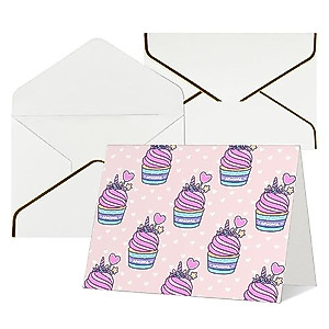 PAILON Pink Unicake Thank You Cards With Envelopes, Blank Greeting Note Cards With Envelopes Blank Inside, Funny Birthday Cards For Women Men, Thank You Card For Wedding Business,Graduation