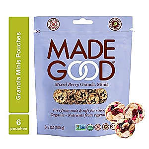 MadeGood Mixed Berry Granola Minis, USDA Certified Organic, Gluten Free & Non-GMO, 3.5 Oz (Pack of 6)