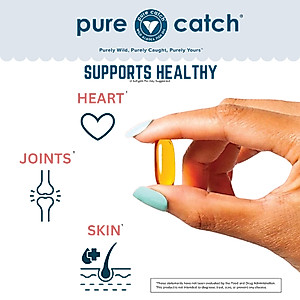 Trident Seafoods Pure Catch Wild Alaskan Fish Oil for Women + Vitamin D3 - Omega-3 Salmon Fish Oil Supplement - EPA and DHA - 60 Count Daily Citrus Soft Gel - Joint Support, Skin, and Heart Health