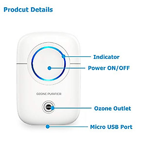 Plug-in Air Cleaning for Home, Ozone Removes Odor, Portable and Compact, for Bedroom, Office, Kitchen and Bathroom (White)