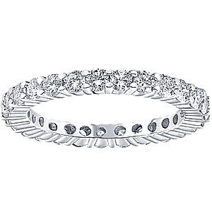 Pompeii3 14k White Gold 1Ct T.W. Diamond Ring Round-Cut Eternity Wedding Women's Stackable Anniversary Band