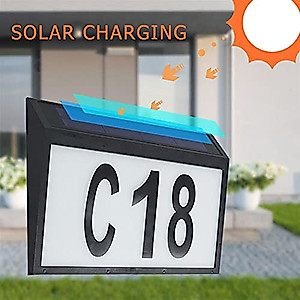 JJXX-BZ Outdoor Solar Light Doorplate Outdoor LED Solar Garden Light Address Numbers Letters Waterproof Lamp Home Letter Number Stickers House Number Wall Lamp for Courtyard Lighting
