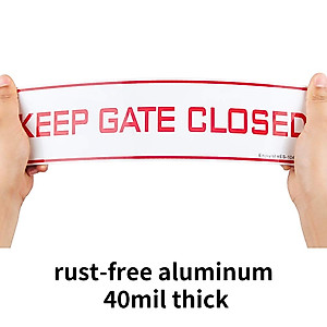 2 Pack Keep Gate Closed Sign, 12"x 3" - .040 Aluminum Sign Rust Free Aluminum-UV Protected and Weatherproof