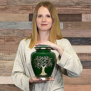 Trupoint Memorials Cremation Urns for Human Ashes - Decorative Urns, Urns for Human Ashes Female & Male, Urns for Ashes Adult Female, Funeral Urns - Dark Green, Large