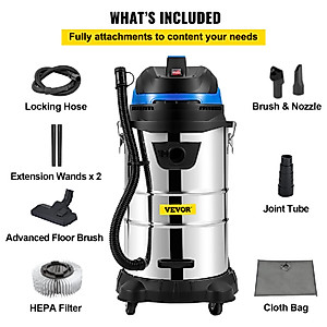 VEVOR Heavy-Duty Shop Vacuum 3 Hepa Dust Collector, 13.5 GAL, Silver,Black