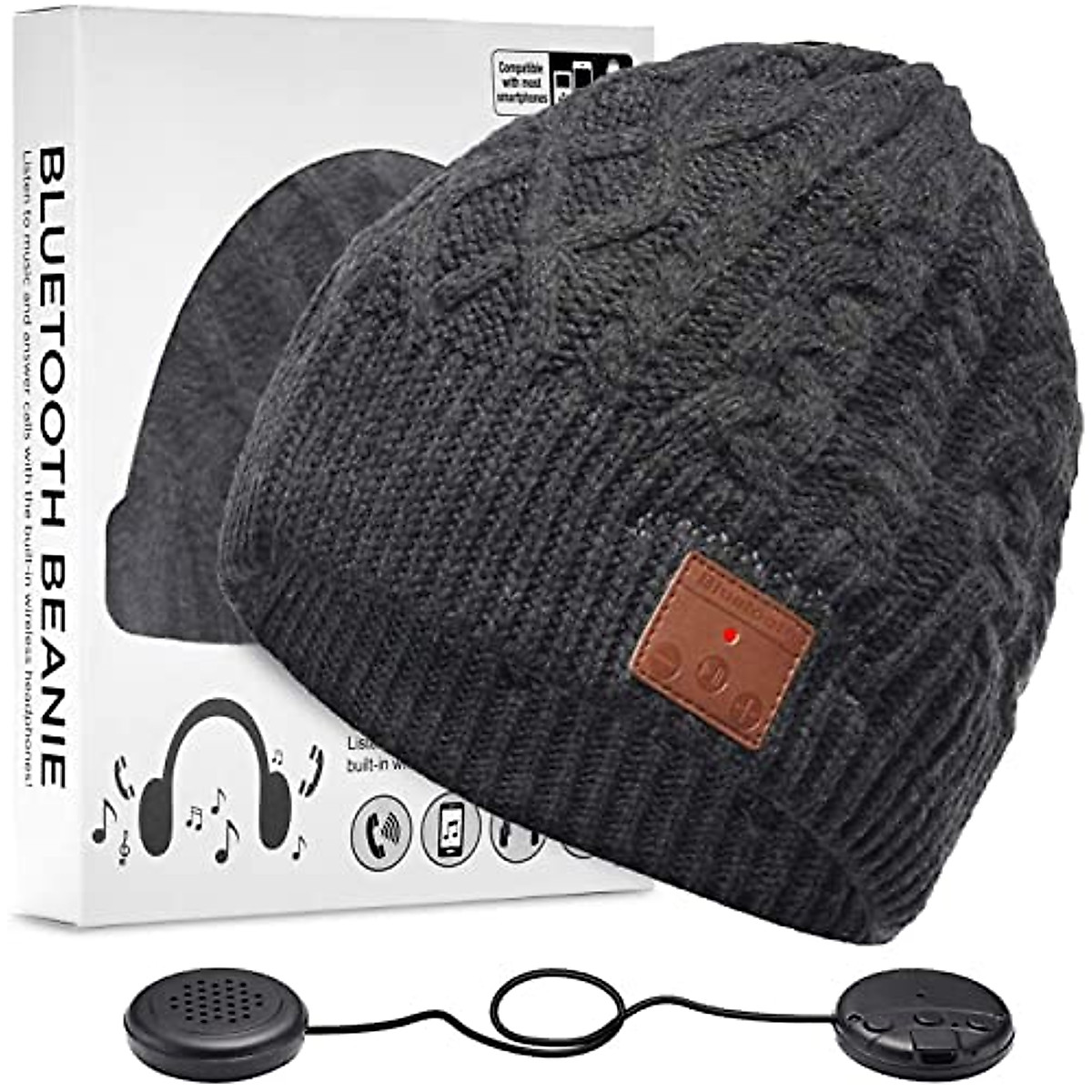 ZRUHIG Bluetooth Beanie,Stereo Knit Music Hat with Bluetooth V5.0 Wireless Hats Headphone Upgraded Unisex Knit Bluetooth Beanie Suitable for Outdoor Sports,Gift