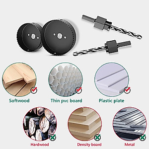 HYCHIKA Hole Saw Set with Case, 19 Pieces Hole Saw Bit with 3/4-5inch Saw Blades, 2 Mandrels,2 Drill Bits,1 Installation Plate,1 Hex Key, Hole Saw Kit for Soft Wood, Plywood, Drywall, PVC
