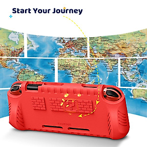 Fintie Kids Case Compatible with Nintendo Switch w/2 Game Card Slots - [Ultralight] [Shockproof] Protective Cover with Ergonomic Grip, Kids Friendly Grip Case for Switch Console (Red)