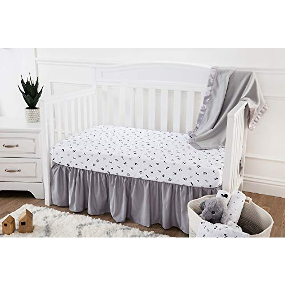 TL Care Fleece Blanket 30” X 40“ with 2” Satin Trim, Gray, for Boys and Girls