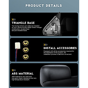 OCPTY Tow Mirrors Power Adjusted Heated Towing Mirrors for 2002-2008 for DODGE for Ram 1500 Pickup Truck 2003-2009 for DODGE for Ram 2500 Pickup Truck with Black housing Manual Flip Up