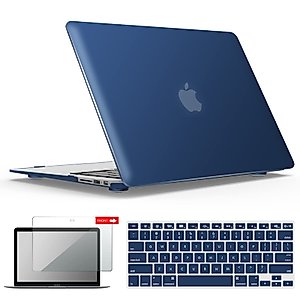 IBENZER Compatible with Old Version MacBook Air 13 Inch Case (2017-2010 Release), Models: A1466/A1369, Plastic Hard Shell Case with Keyboard & Screen Cover for Mac Air 13, Navy Blue, A13NVBL+2