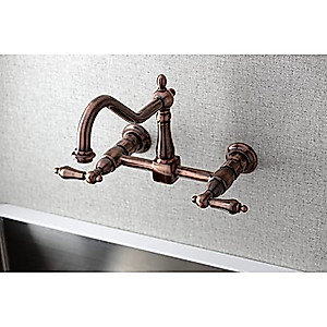 Kingston Brass KS124ALAC Heritage Bridge Kitchen Faucet, Antique Copper