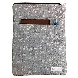 Grey Lily of The Valley Book Sleeve - Book Cover for Hardcover and Paperback - Book Lover Gift - Notebooks and Pens Not Included