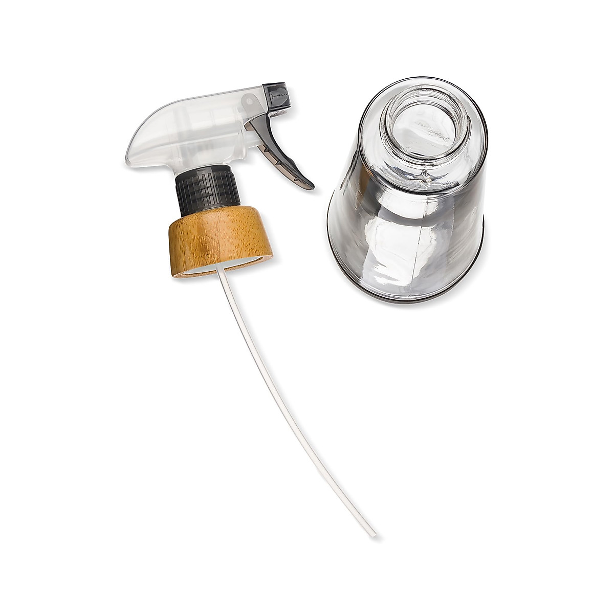 Full Circle Bottle Service - Refillable Glass Spray Bottle for Cleaning - Versatile Stream & Mist Options, Bamboo Details, Silicone Boot - Ideal for Non-Toxic Solutions & Plant Care, 16oz, Gray