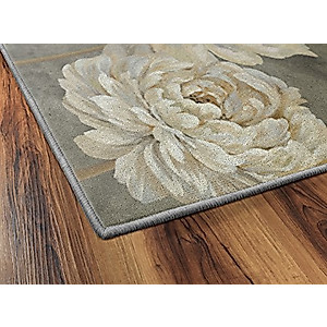Brumlow Mills Pearl Grey Floral Study by Pamela Gladding Decorative Rug for Kitchen, Entryway Rug, Living Room or Bedroom Carpet, 2'6" x 3'10"