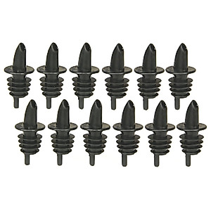 Update International Free-Flow Liquor Bottle Speed Pourers, Black, 12 count