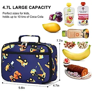 Bluboon Preschool Backpack Kids Boy Kindergarten Backpack With Lunch Box School Book Bags for Elementary Primary Schooler (Navy-vehicle)