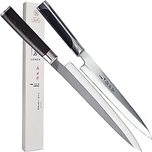 CHUYIREN Sushi Knife Sashimi Knife- 9.5 inch and 12 inch, Stainless Steel Handle And Wenge Wood Handle