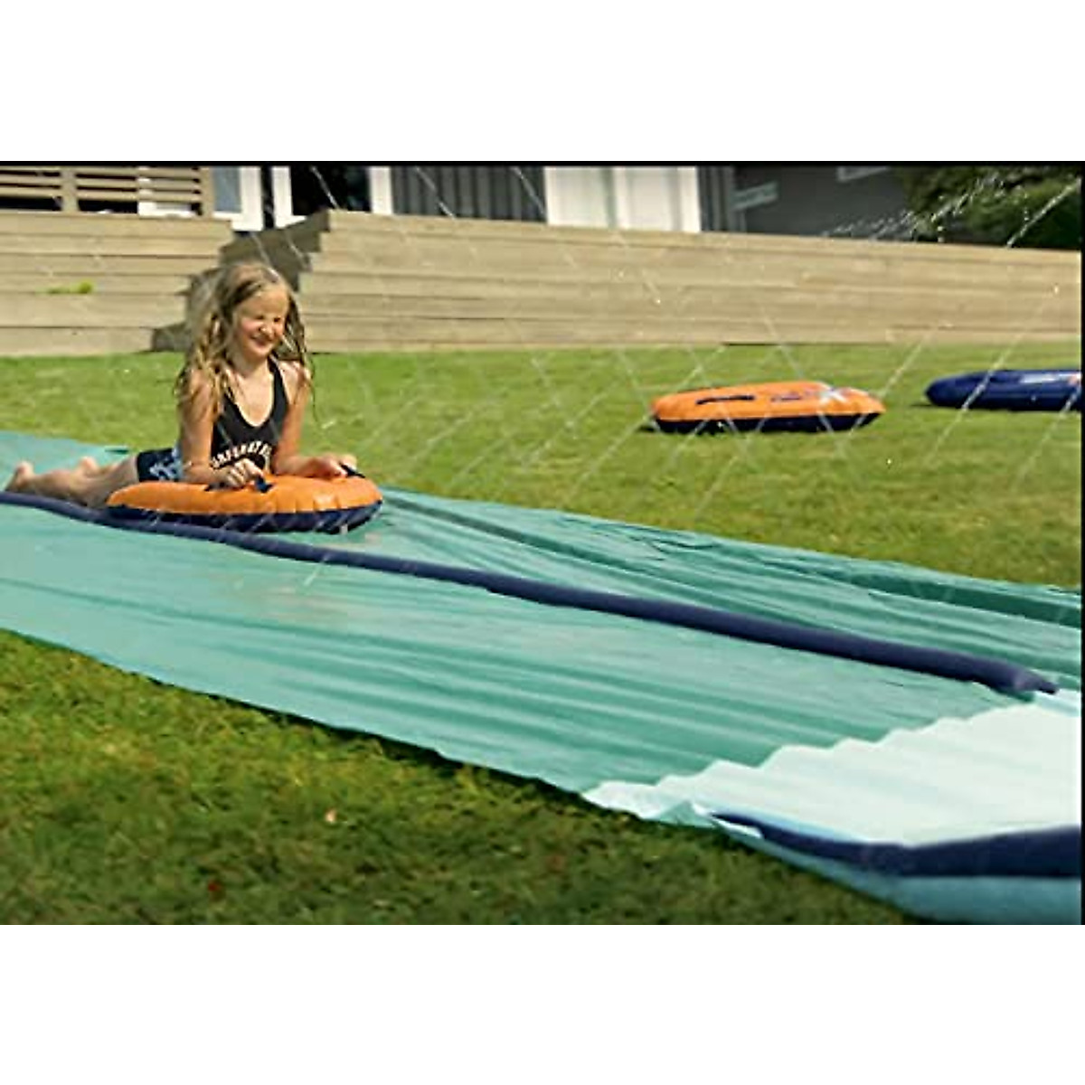 TEAM MAGNUS 18ft XL Slip and Slide - Heavy Duty Inflatable Slide with Central Sprinkler and XL Crash Pad
