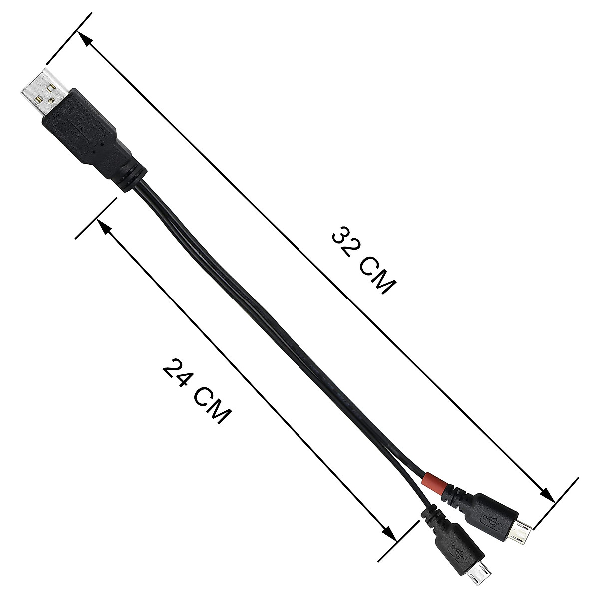 PNGKNYOCN 12 Inch Micro USB Splitter Cable USB 2.0 Type A Male to Dual Micro USB Male Y Data Charge Connector Adapter Cable