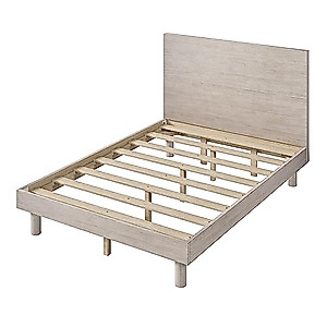 Harper & Bright Designs Full Bed Frame with Headboard, Solid Wood Platform Bed Full with Wooden Slats Support, Easy Assembly, Noise-Free, No Box Spring Needed, Stone Gray